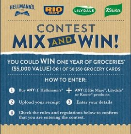 MixandWin Contest: Win Free Groceries with Hellmann's, Knorr & Lilydale ...